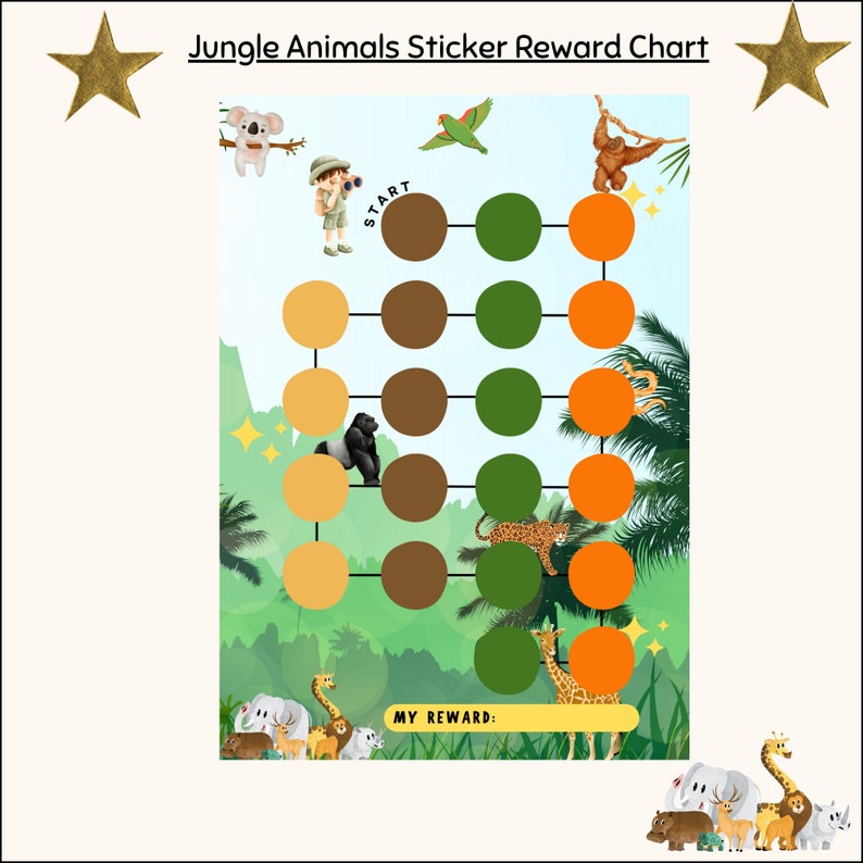 Jungle Animals Reward Chart Printable PDF, Safari Potty Chart, Toddler ...