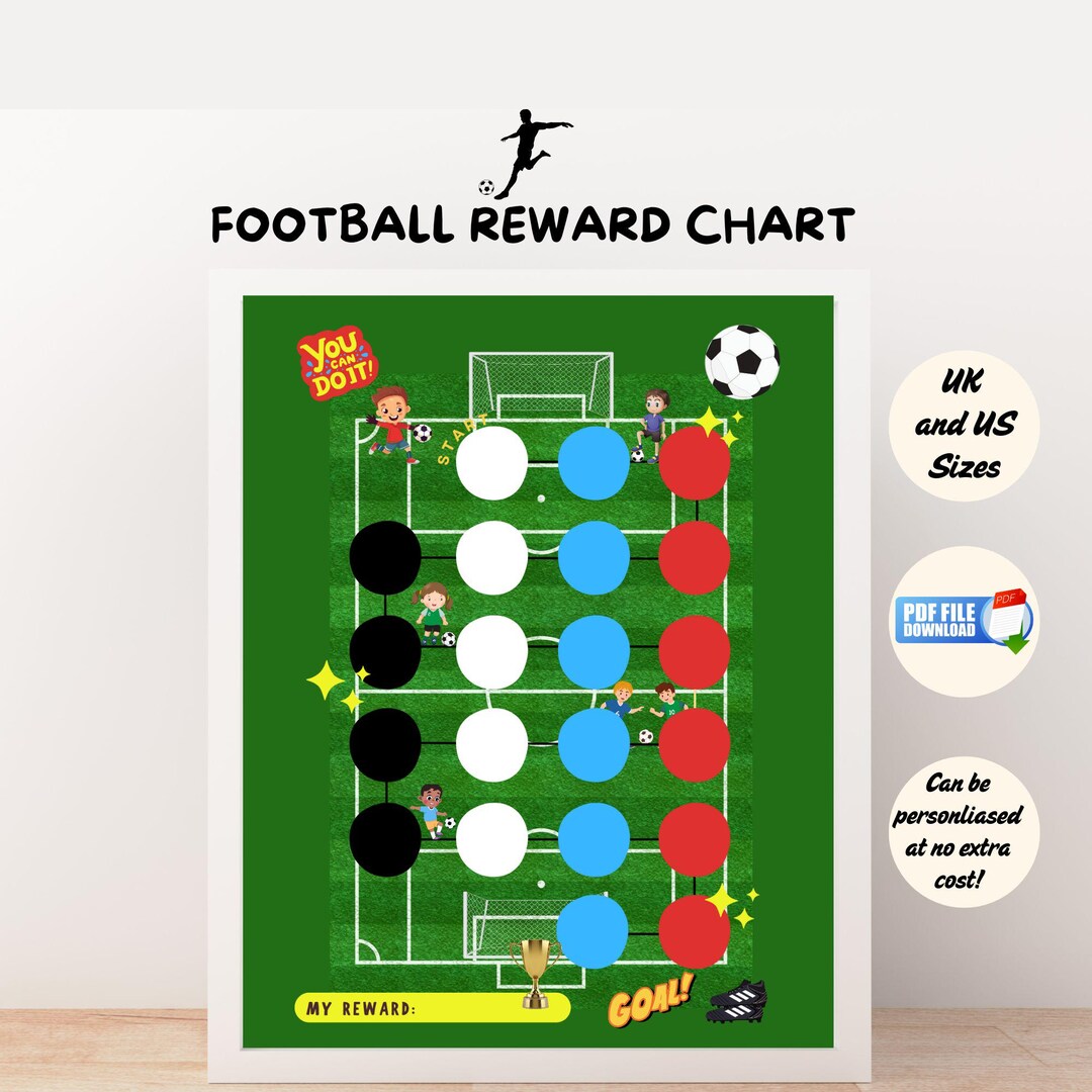 Football Reward Chart Printable, Kids Footie Sticker Chart, Soccer ...