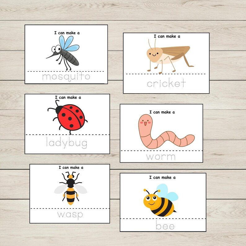 Insects Play Dough Mats Printable, Summer Bugs Visual Mats, Montessori ...