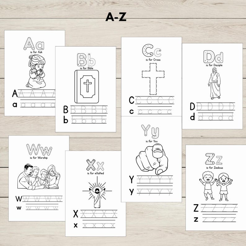 A-Z Bible Alphabet Phonics Printable Activity Sheets, Sunday School ABC ...