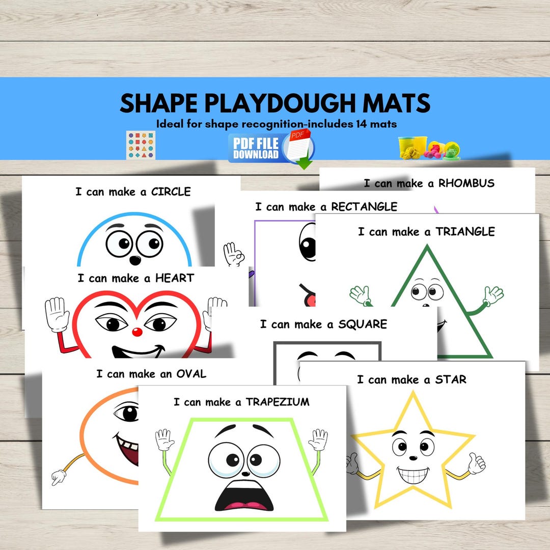 Shapes Play Dough Mats Printable, Early Math Resource, Fine Motor ...