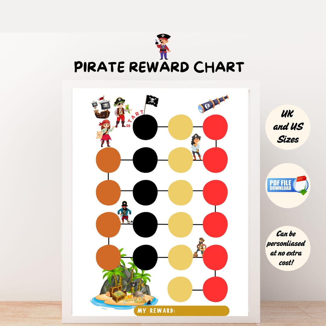 Pirates Reward Chart PDF, Pirate Kids Behaviour Chart, Printable Potty ...