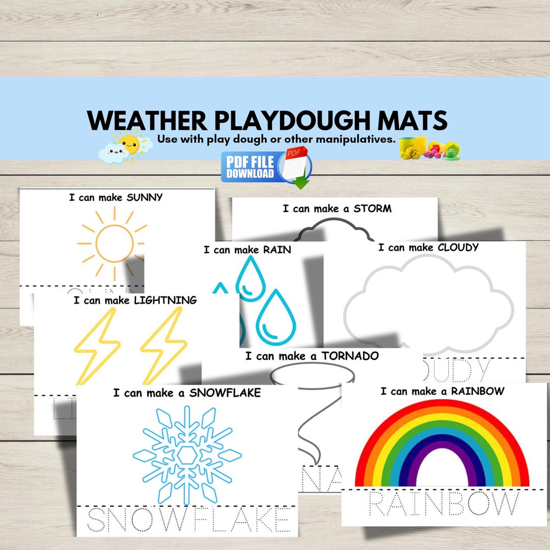 Weather Play Dough Mats Printable, Fine Motor Preschool and ...