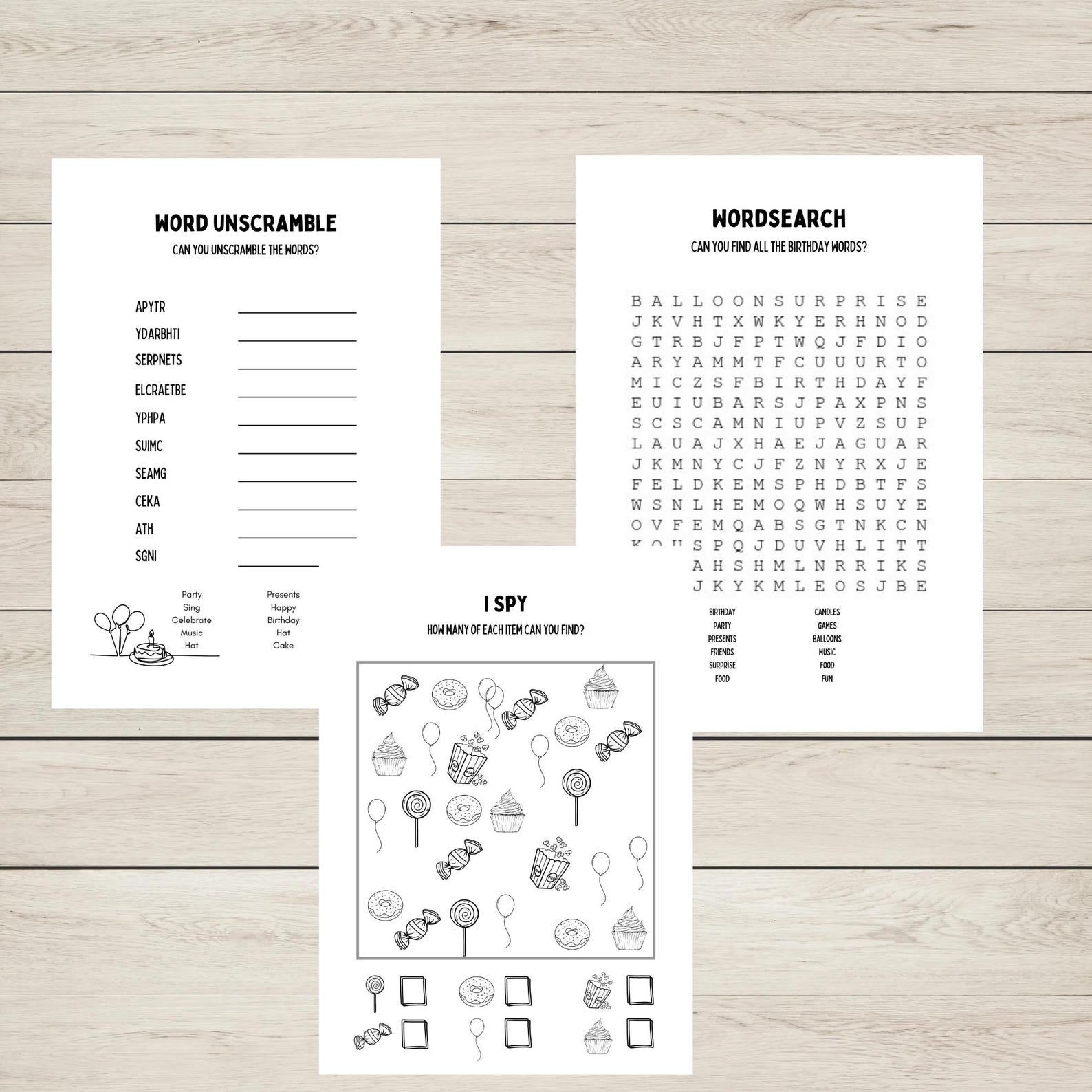 Birthday Activity Book for Kids, Printable Kids Birthday Party Favor ...