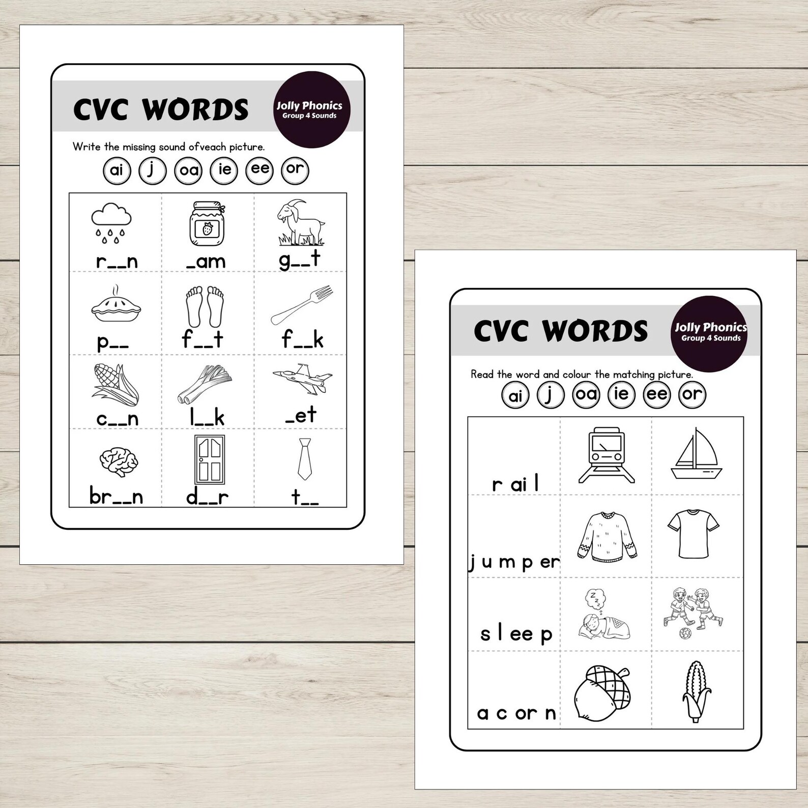 Jolly Phonics CVC Words Worksheets, Groups 1-4, Literacy Activity ...