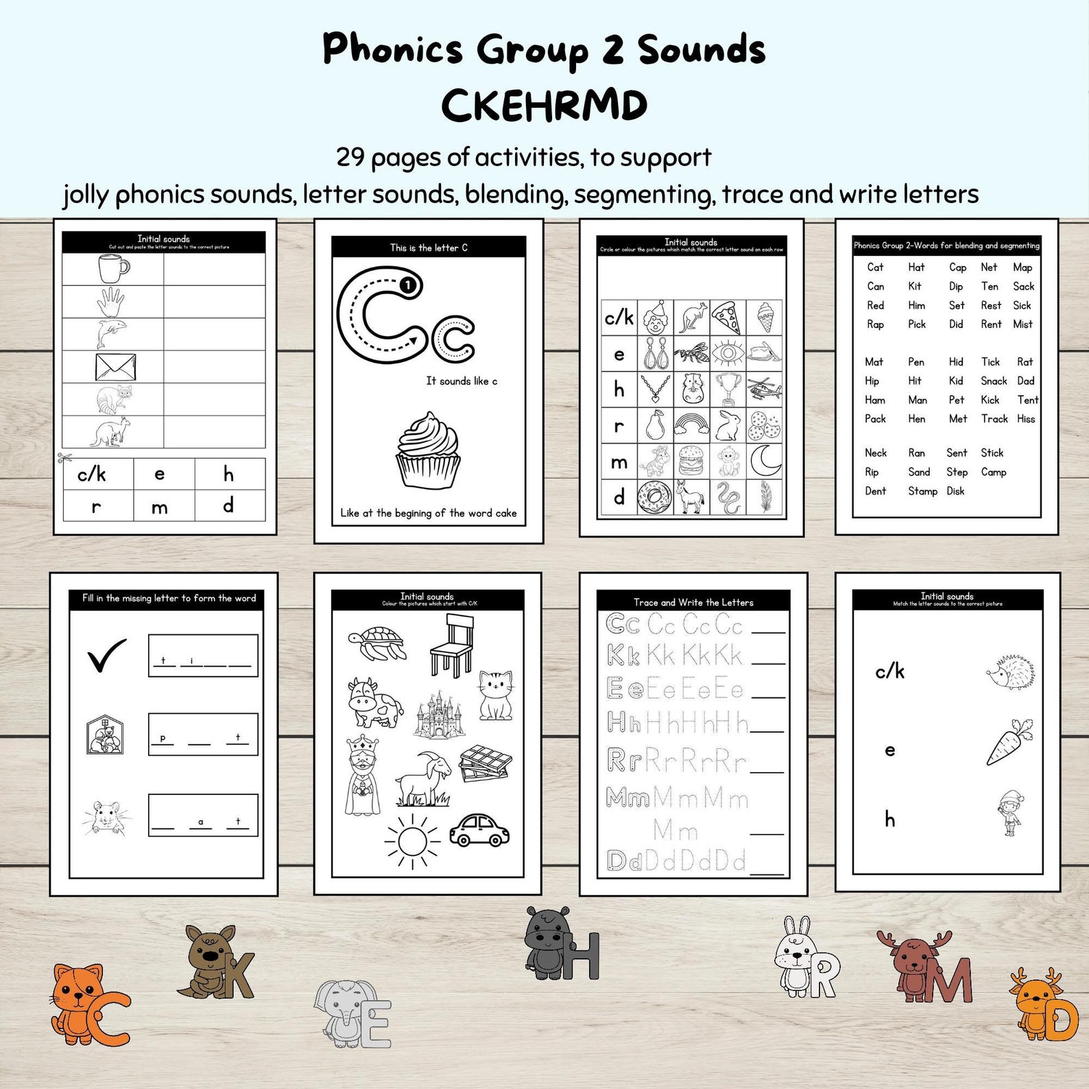 Phonics Group 2 CKEHRMD Worksheets, Letter Sounds, CVC Words, Jolly ...