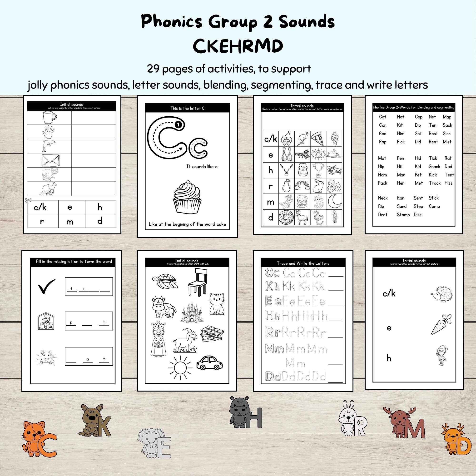 Phonics Group 2 CKEHRMD Worksheets, Letter Sounds, CVC Words, Jolly ...