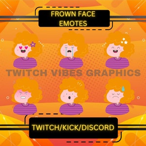 6 Streamer Frown Face Emotes Bundle Pack Twitch, Youtube, Discord Chibi ...