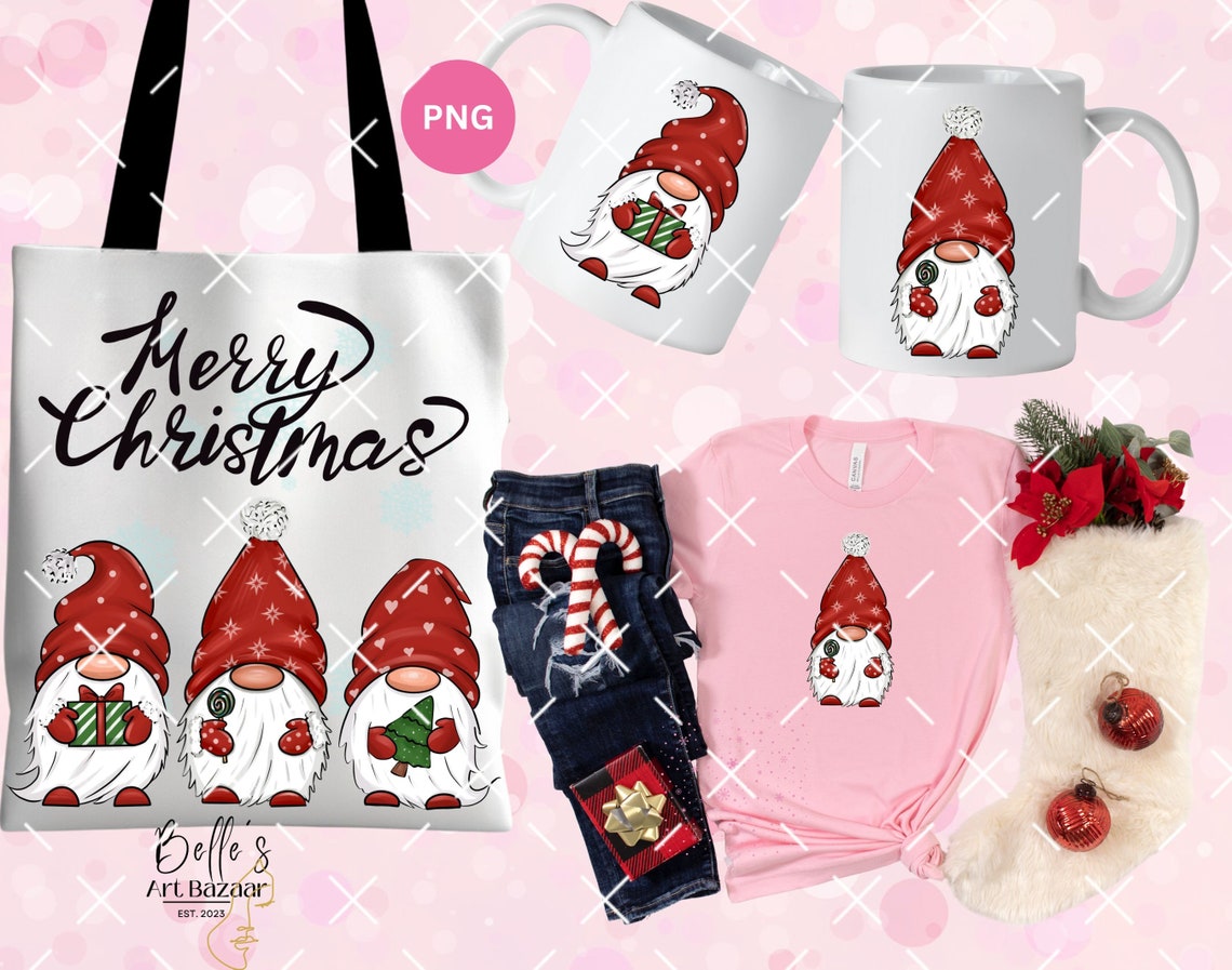 Christmas Gnome Group, Png Holiday Kit,child Room Decor,wall Art ...