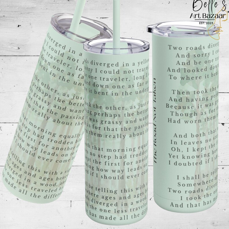 The Road Not Taken,20oz Tumbler Wrap,poem Robert Frost Poetry Tumbler ...