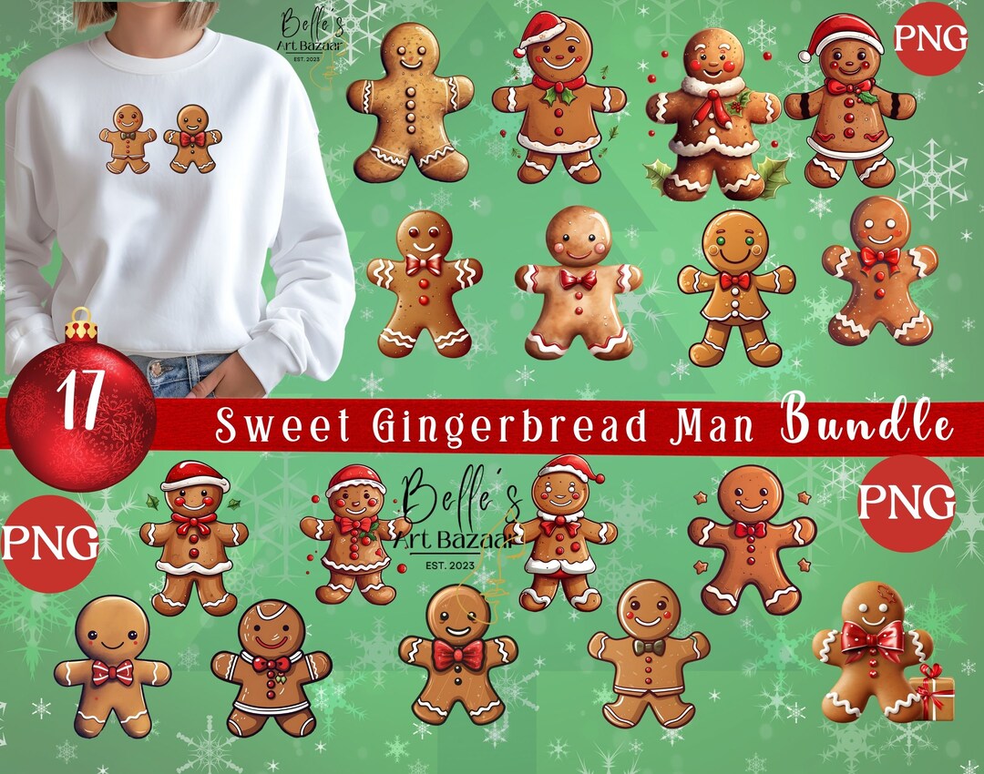 Gingerbread Man PNG, Cute Bundle, Baking Christmas, Holiday Gingerbread ...