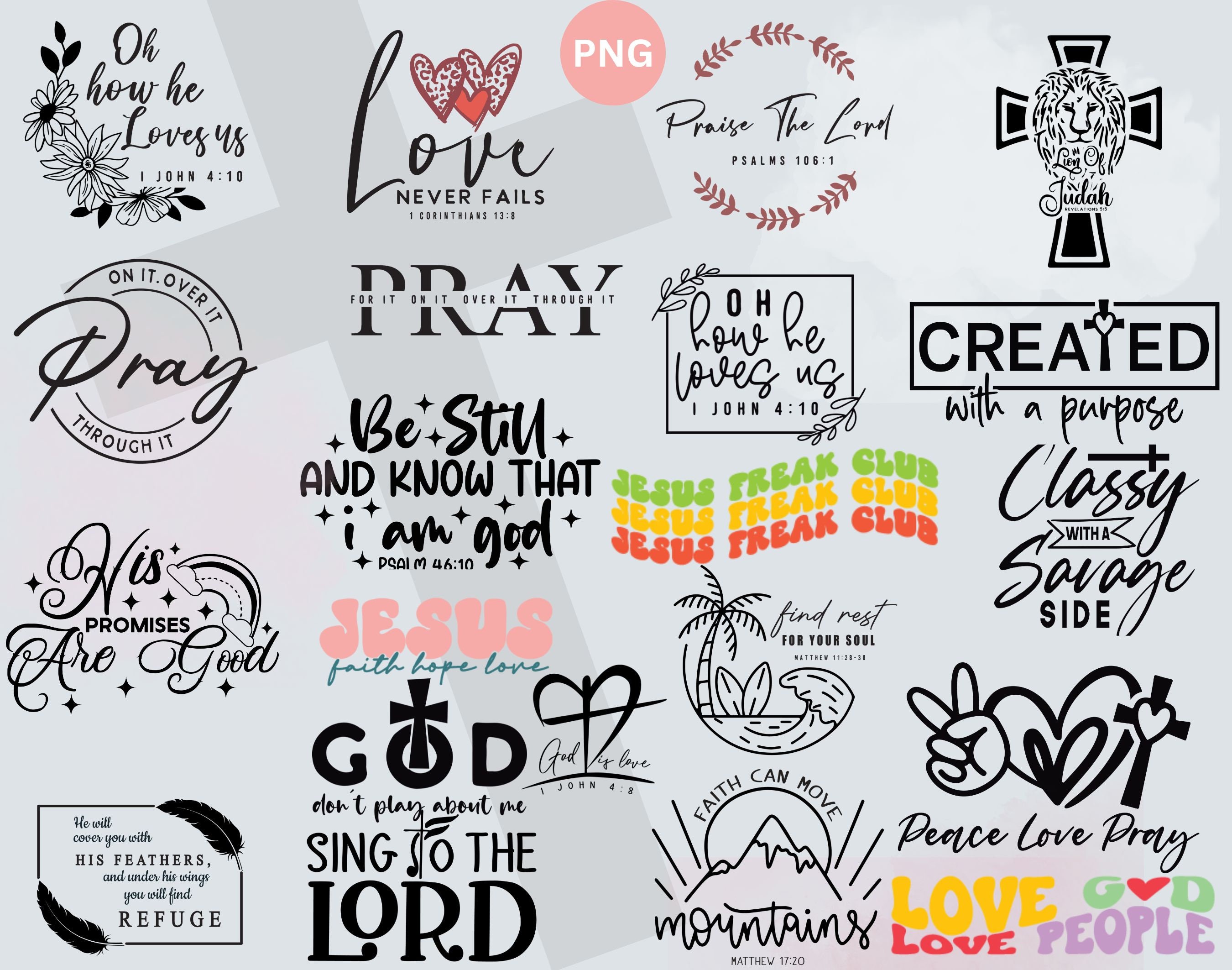Christian SVG PNG 60 Bundle,religious Svg Bundle Motivational Quotes ...