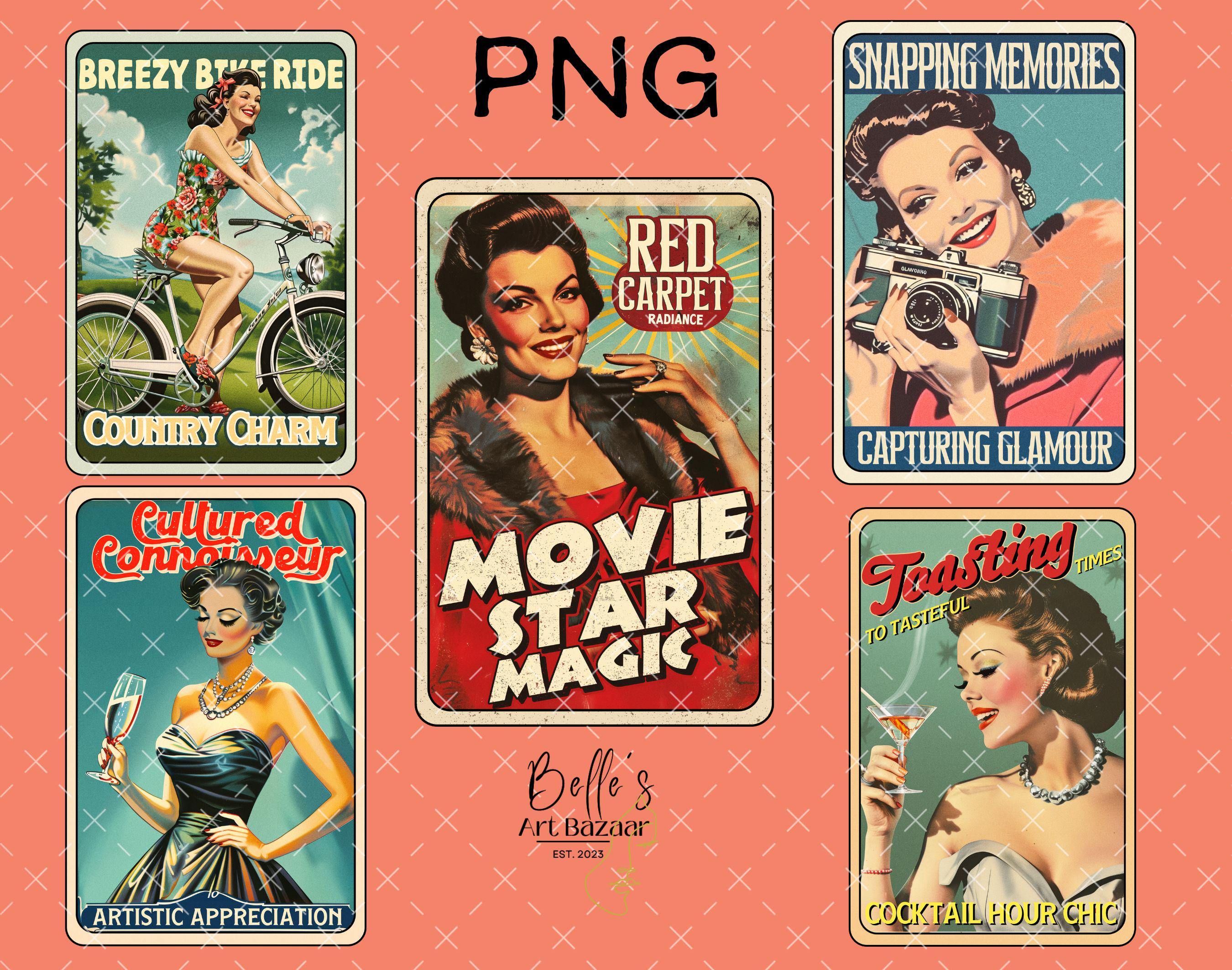 Retro Funny Pinup Girl Poster,glam Cooking Sports Travel Signs,png ...