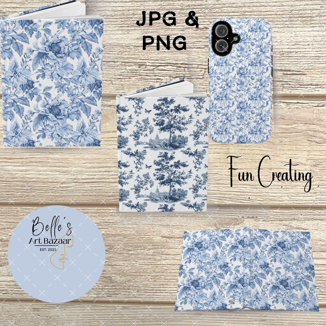 Blue French Toile,digital Craft Paper 12x12,jpg,png Seamless Pattern ...