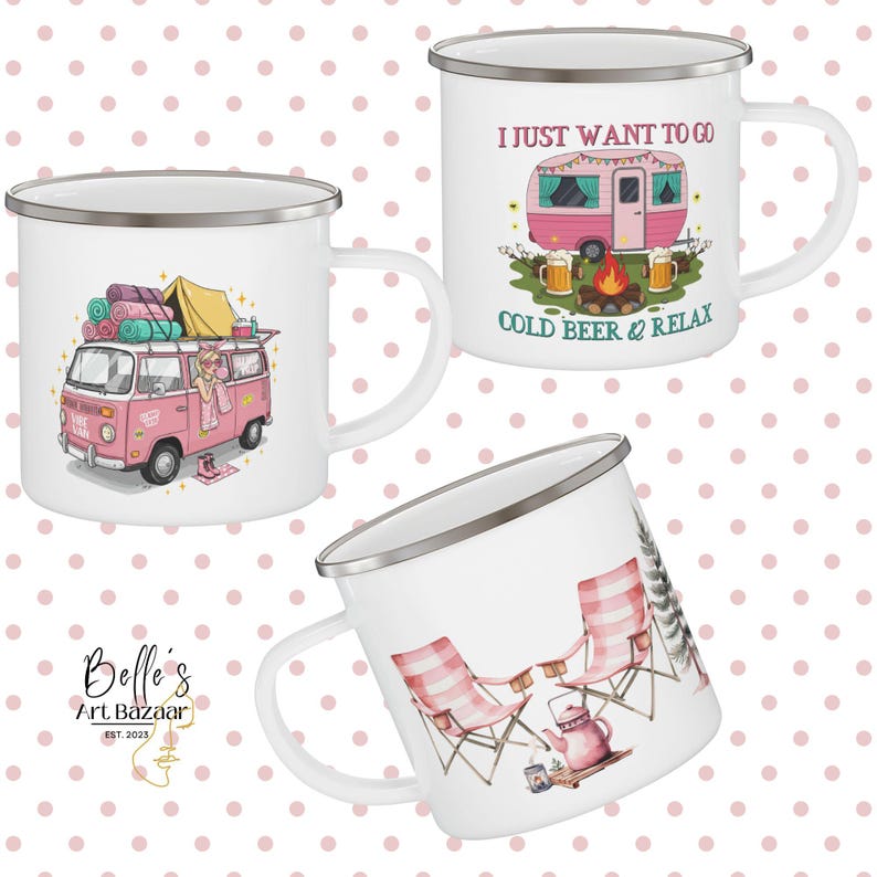 Pink Glamping Camping Clipart,33 Pngs,retro Watercolor,clip Art Bundle ...
