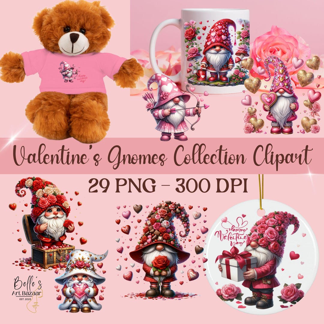 Valentines Day Gnome Collection,29 Image Png,clip Art Instant Download ...