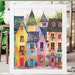 Colorful Village Wall Art Decor, Home Office Design, Instant Download ...