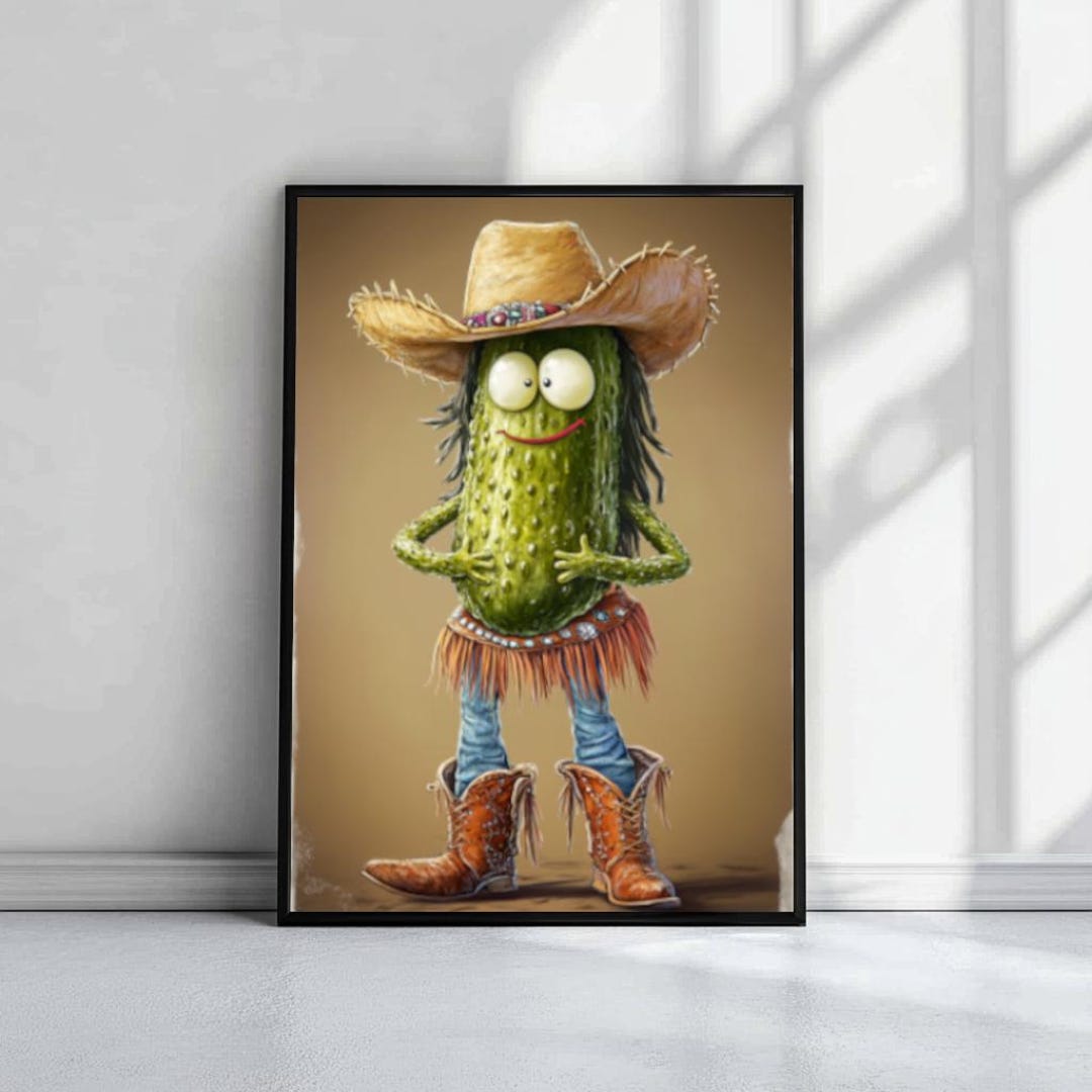 Cowboy Pickle Vintage Western Wall Art Rolled Posters, Unique Kitchen ...