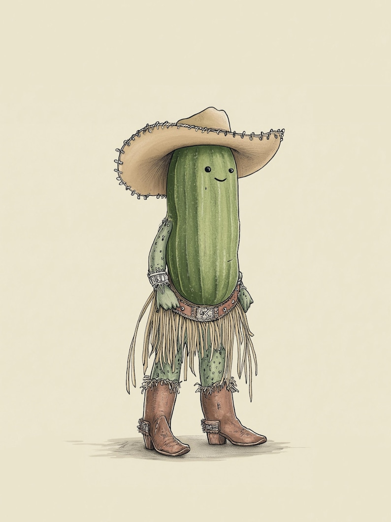 Cowboy Pickle Rolled Posters, Vintage Western Style Wall Art, Unique ...