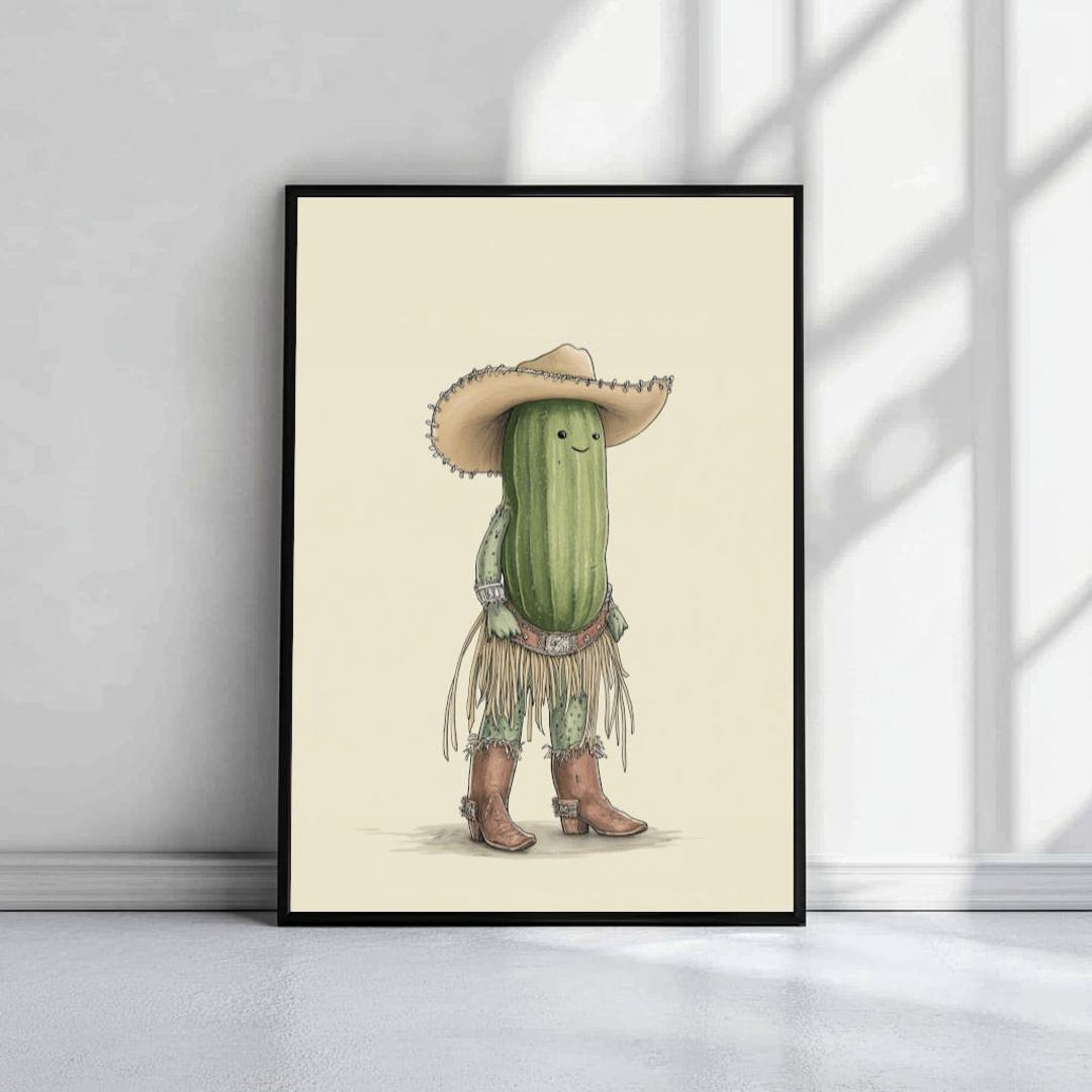 Cowboy Pickle Rolled Posters, Vintage Western Style Wall Art, Unique ...