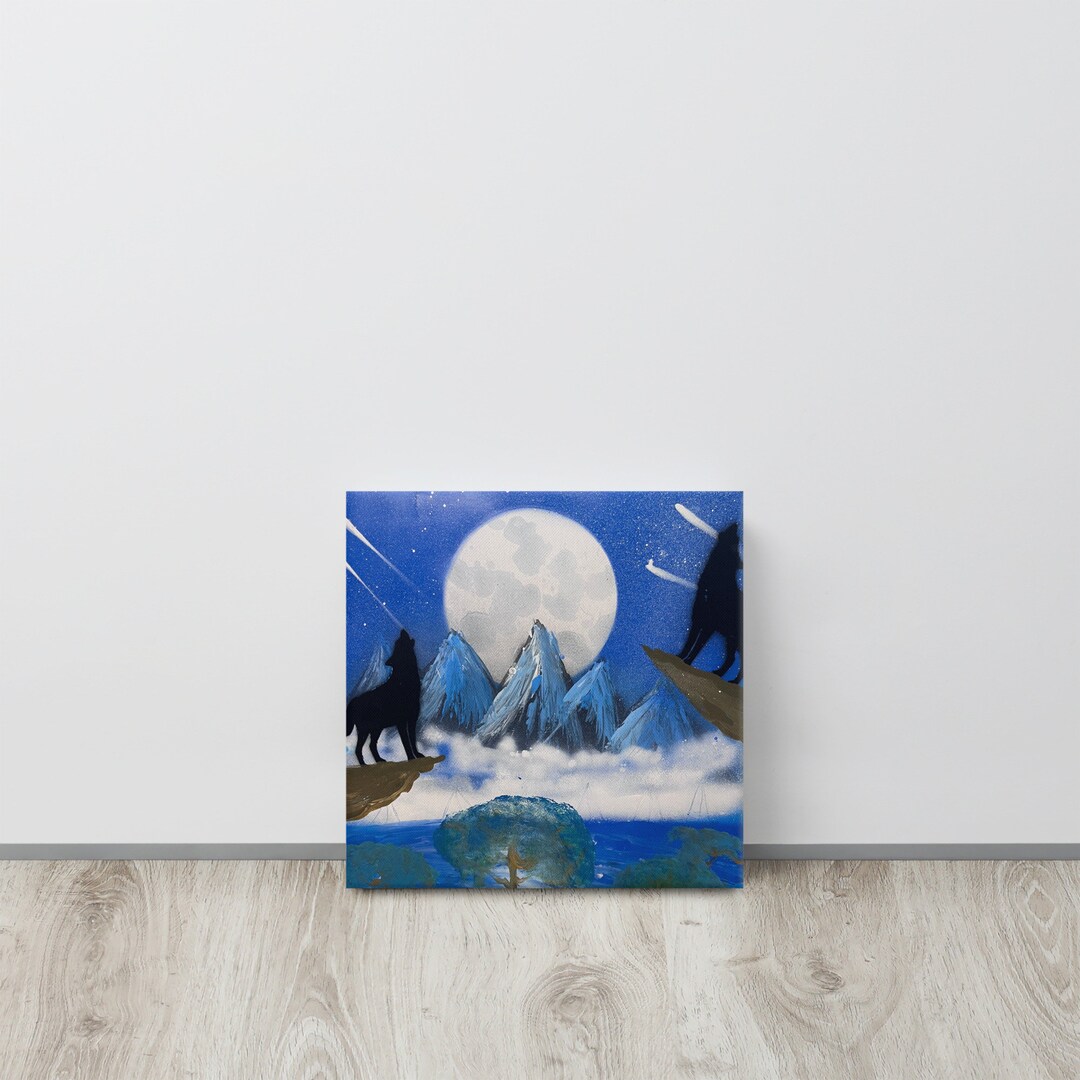 Midnight Wolves Howling in the Alps Canvas - Etsy