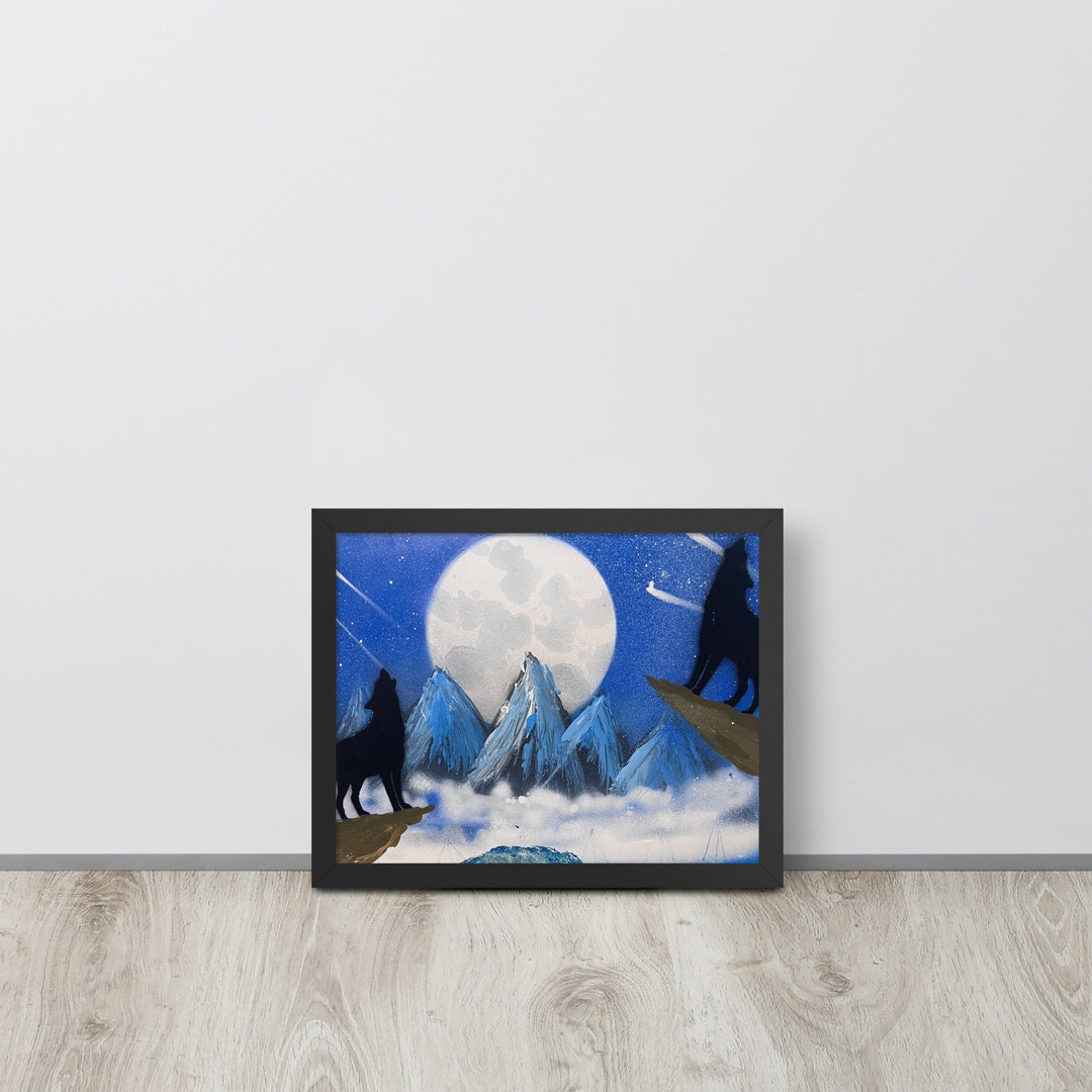 Midnight Wolves Howling in the Alps Framed Matte Portrait - Etsy