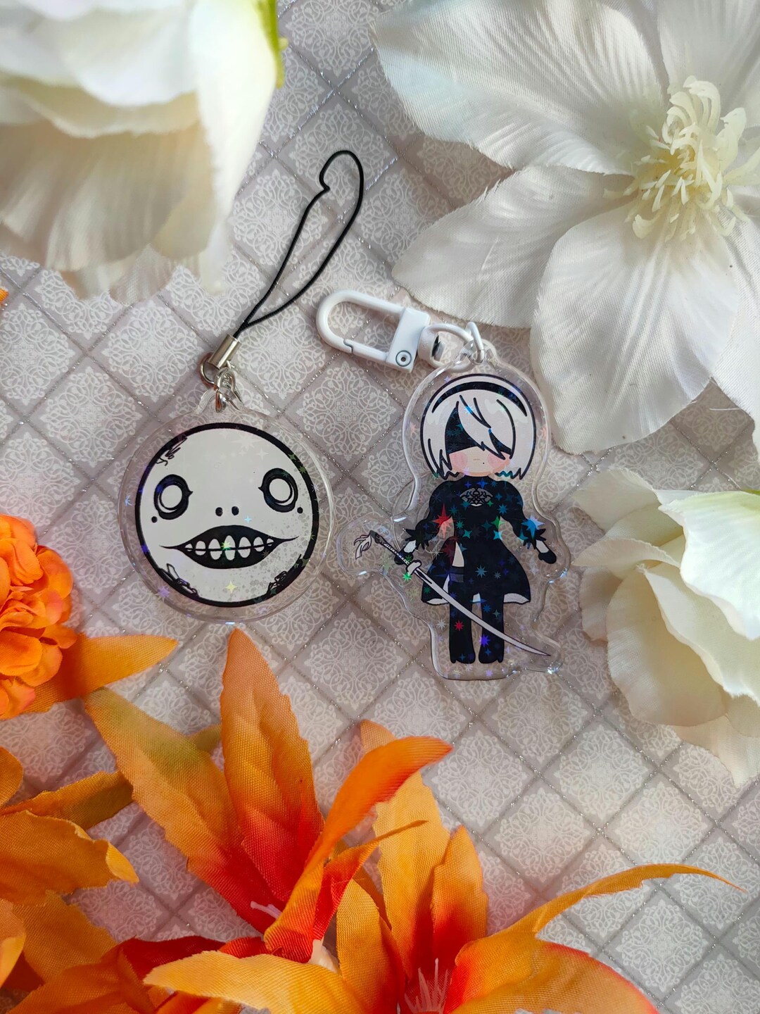 Nier Automata 2B Emil Yorha Handmade Acrylic Keychain and Phone Chain ...