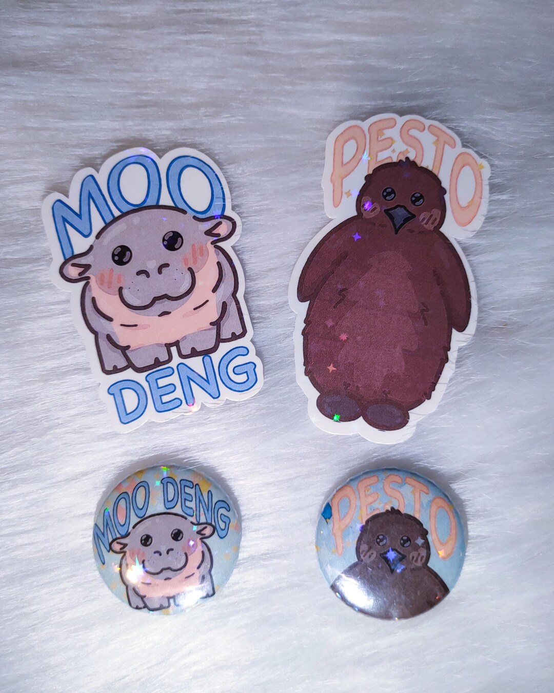 Moo Deng Pesto Hippo Penguin Cute Animal Pin, Sticker - Etsy