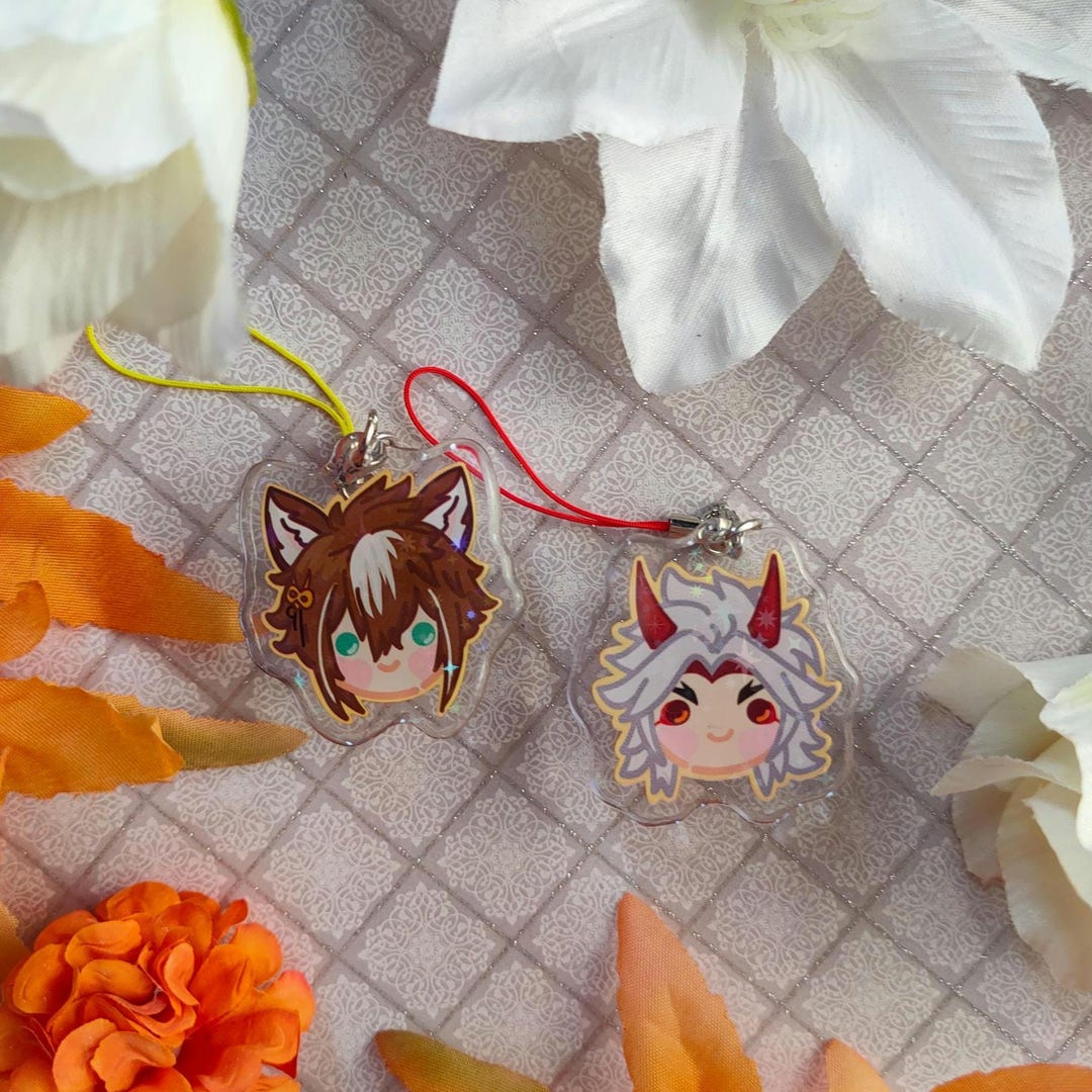 Itto, Gorou From Genshin Impact Cute Handmade Acrylic Phone Charm ...