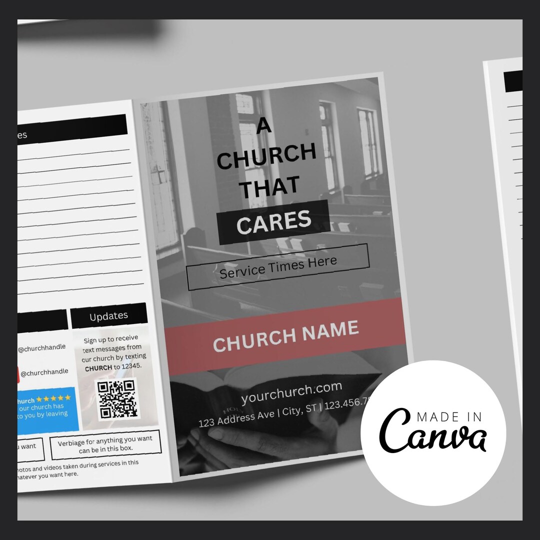 Church Bulletin Canva Template - Bifold Bulletin - Sunday Bulletin - Etsy