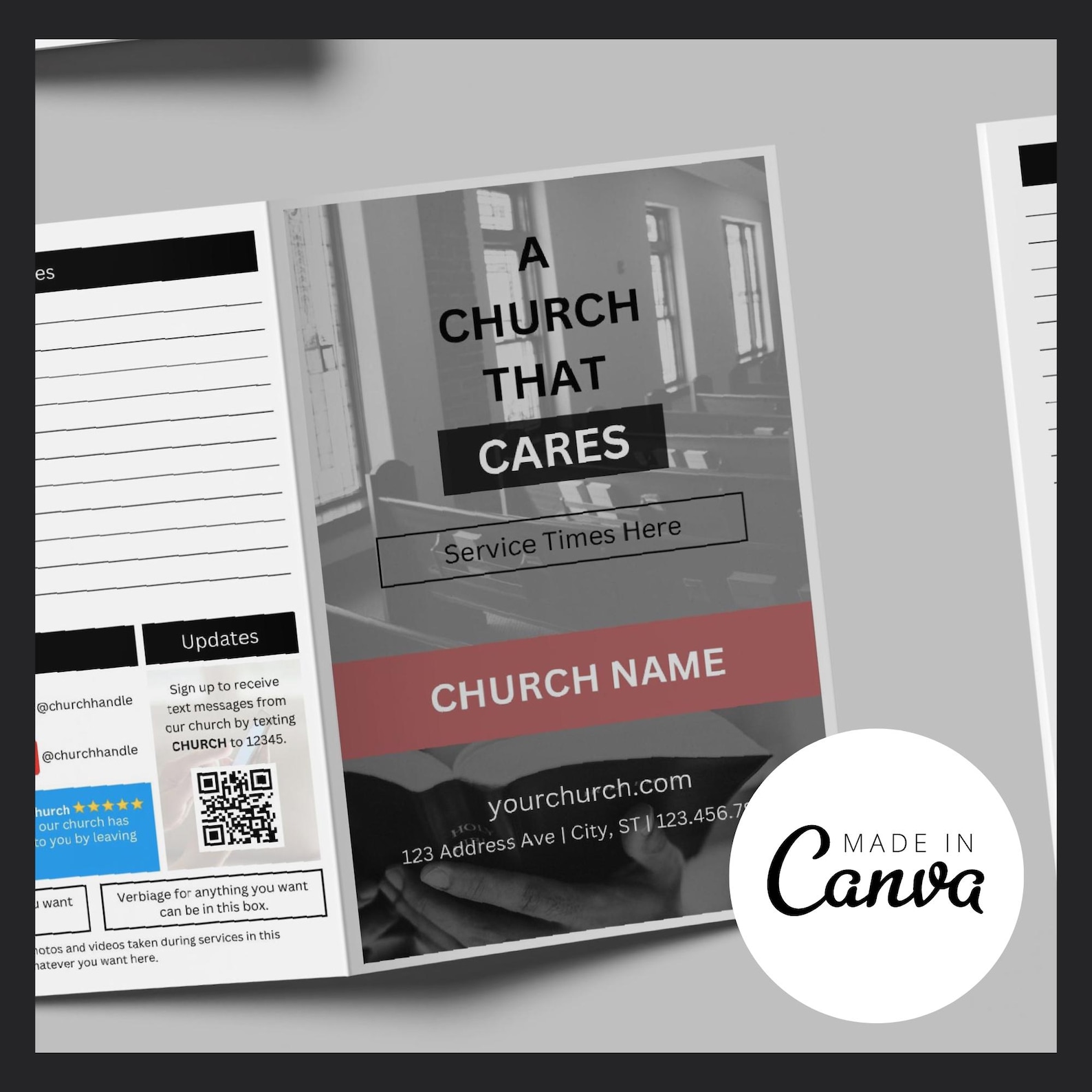 Church Bulletin Canva Template - Bifold Bulletin - Sunday Bulletin - Etsy