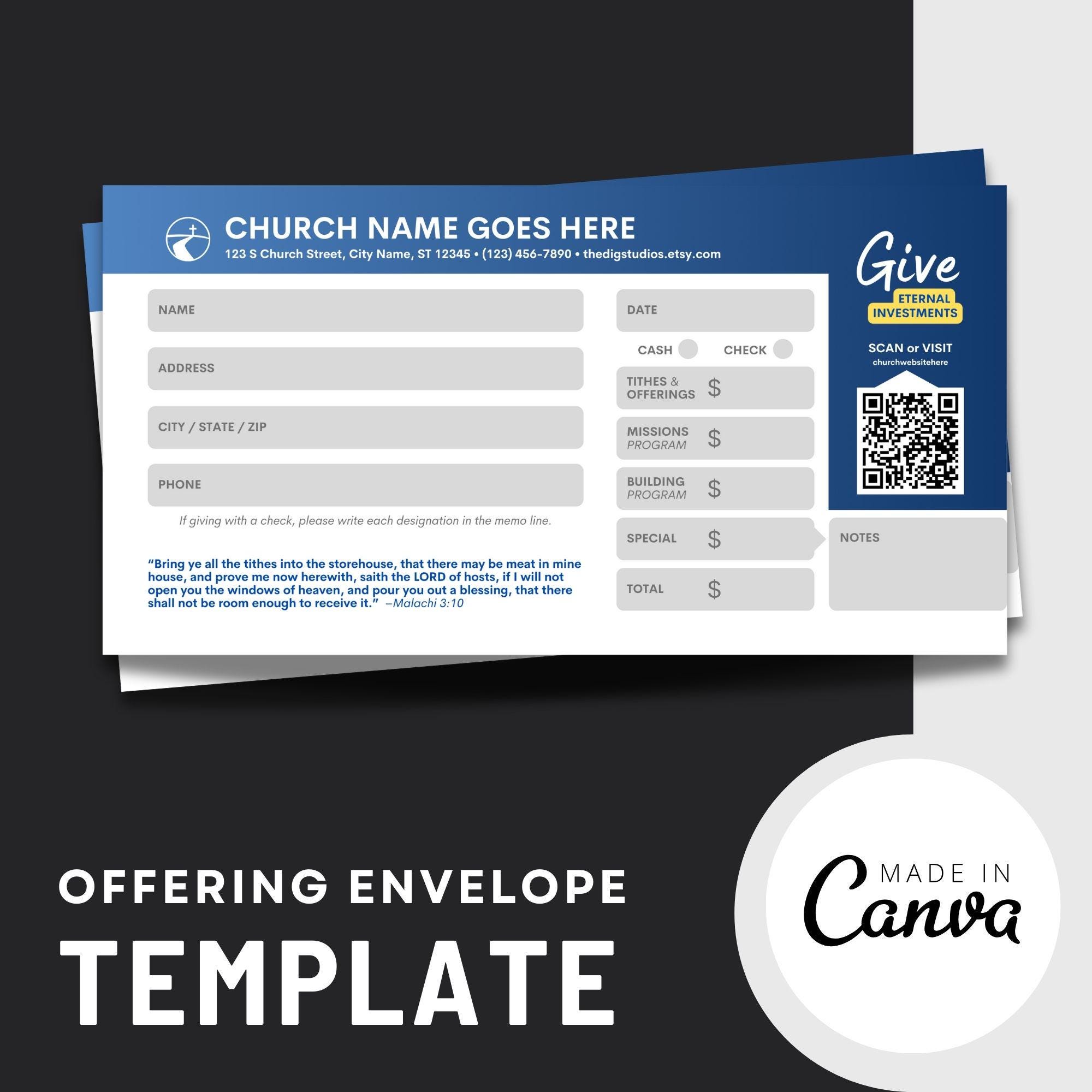 Church Offering Envelope Canva Template - Tithing Envelope - Giving ...