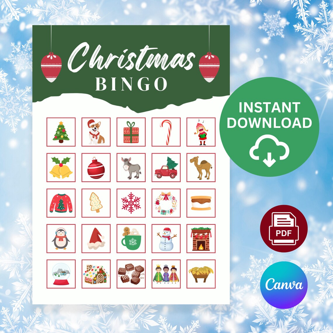Christmas Bingo - Christmas Game - Christmas Printable Game - Christmas ...
