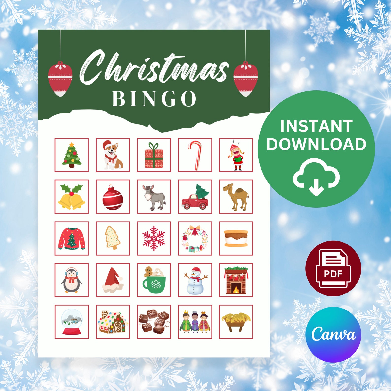 Christmas Bingo - Christmas Game - Christmas Printable Game - Christmas ...