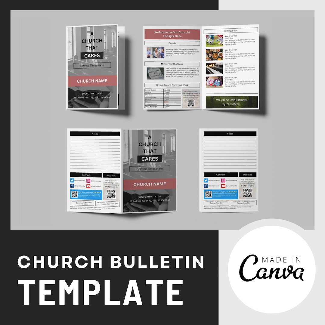 Church Bulletin Canva Template Bifold Bulletin Sunday Bulletin - Etsy