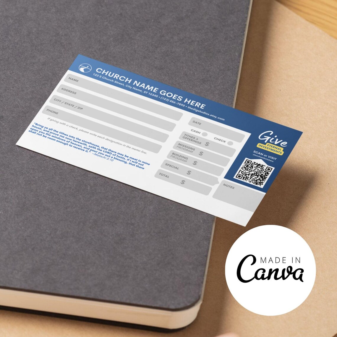 Church Offering Envelope Canva Template - Tithing Envelope - Giving ...