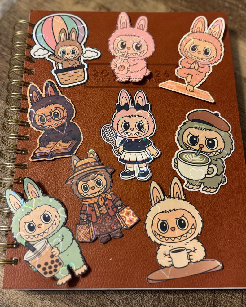 Preppy Princess Labubu Holographic Sticker: Tennis Kawaii Decal - Etsy