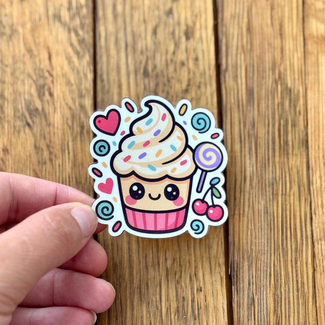 Cupcake Vinyl Sticker: Kawaii Dessert Decal - Etsy