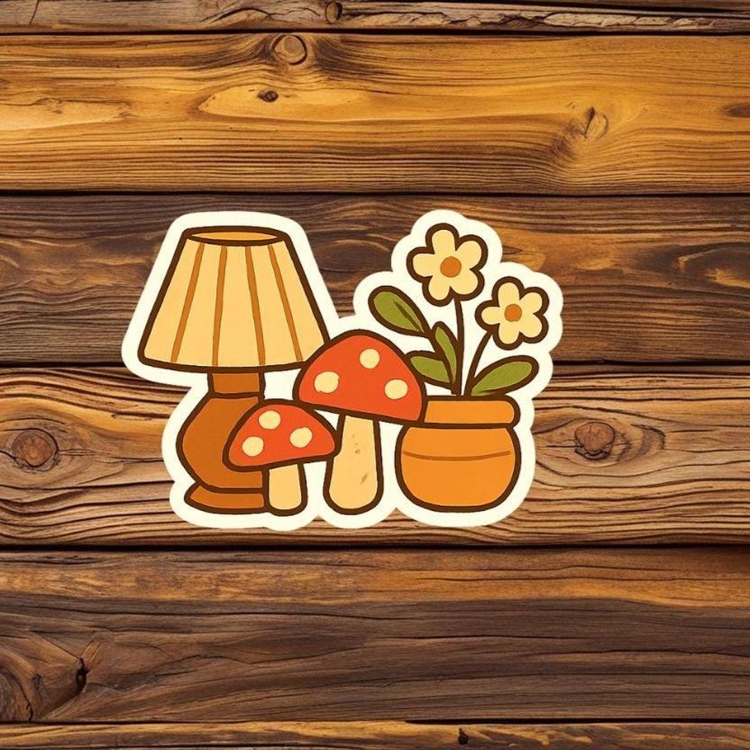 Cottagecore Mushroom Flower Sticker: Waterproof Vinyl Decal - Etsy