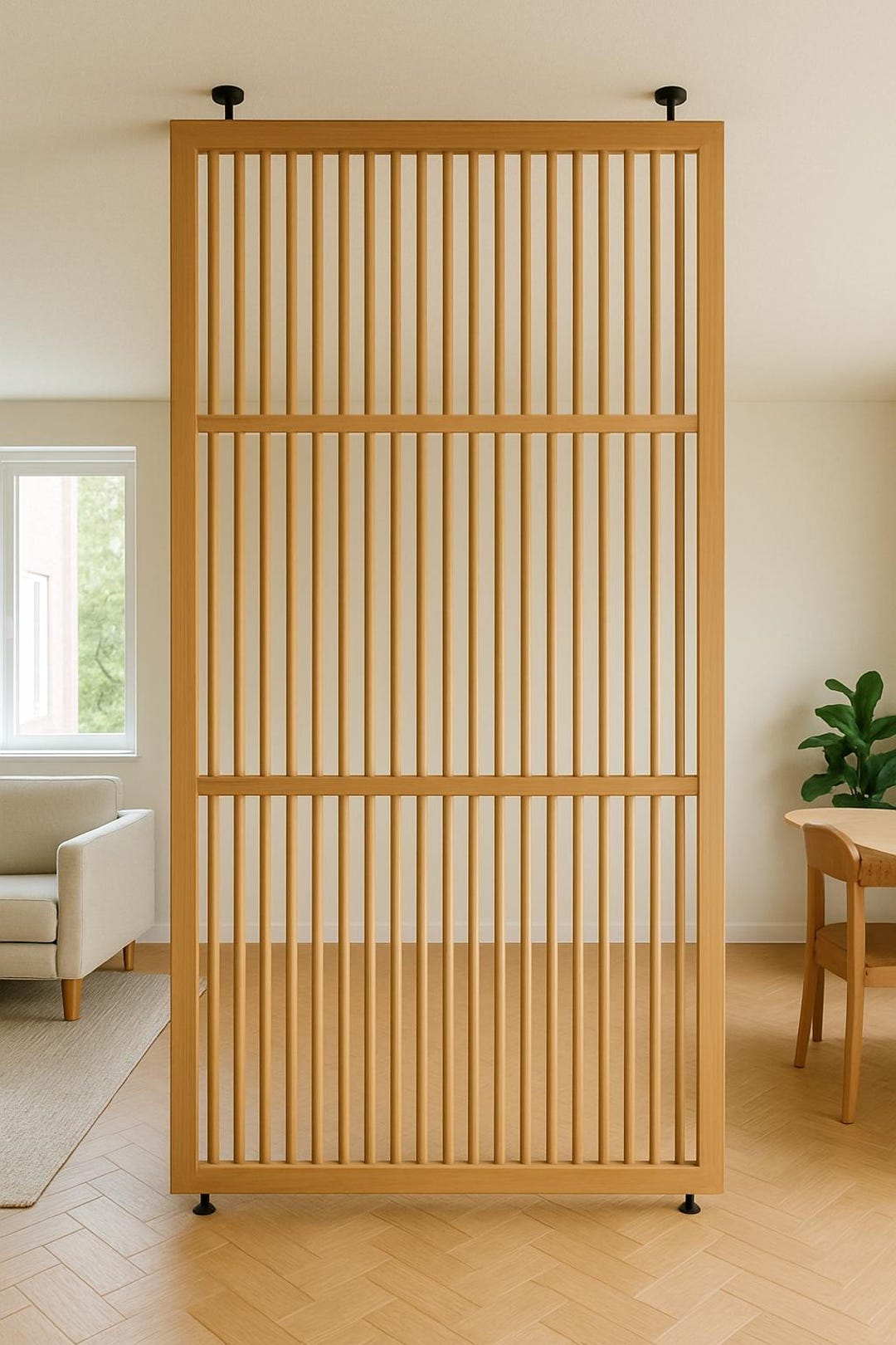 Custom Hardwood Slat Room Divider: Freestanding Partition - Etsy