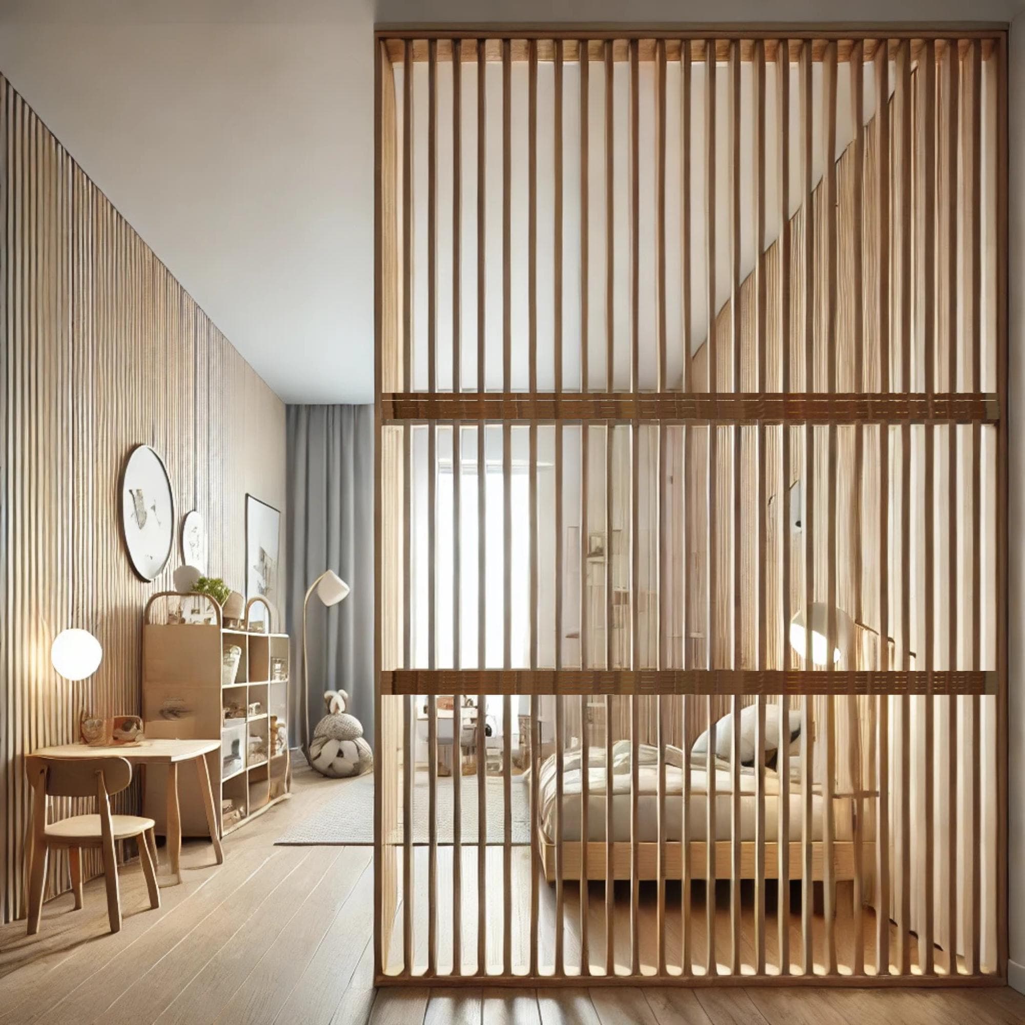 Slat Room Divider Wooden Slats, Coat Hangers, Free Standing, Large ...