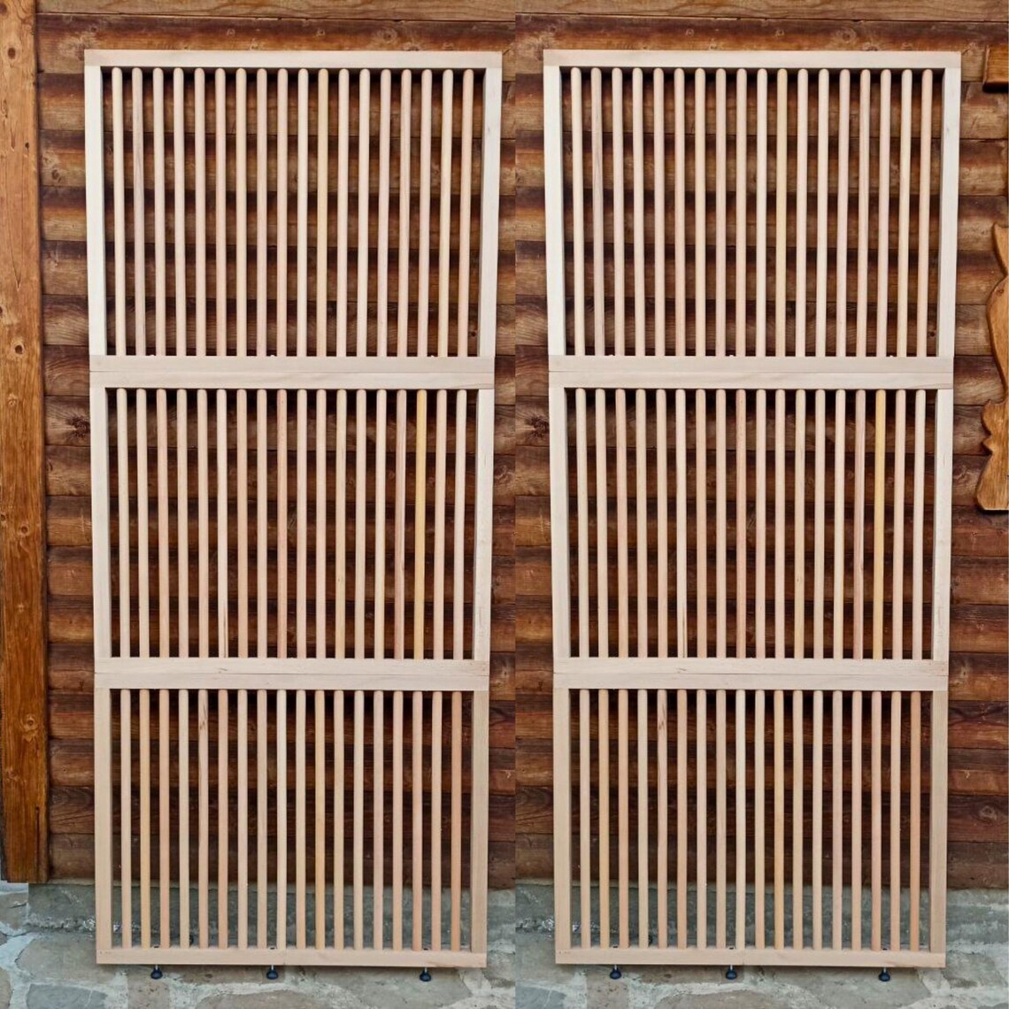 Sliding Room Divider With Wooden Slats - Etsy