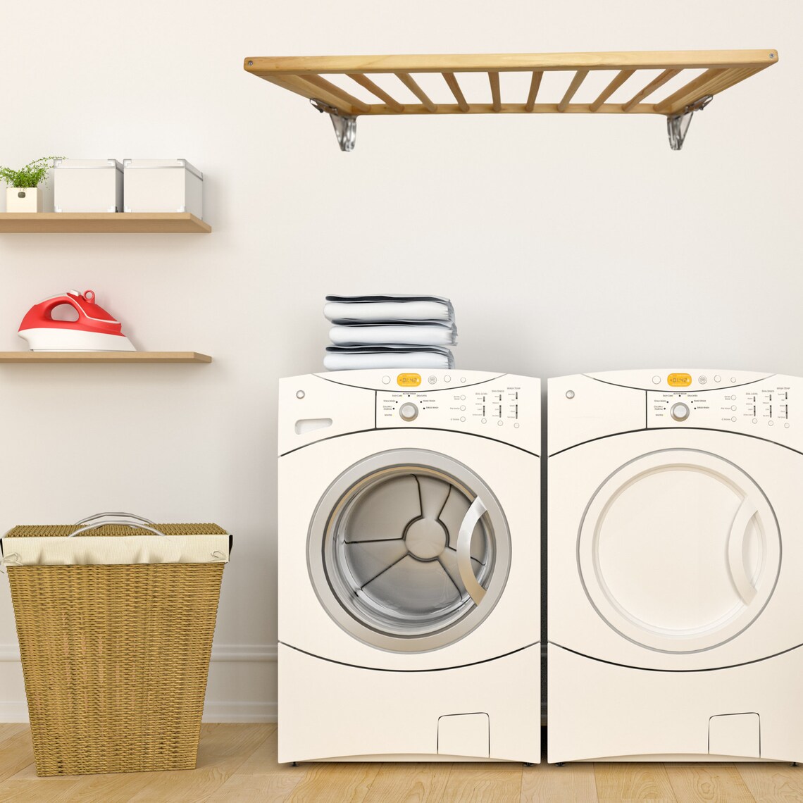 Wooden Clothes Airer Wall Hanging Rack Pulley Maid - Etsy