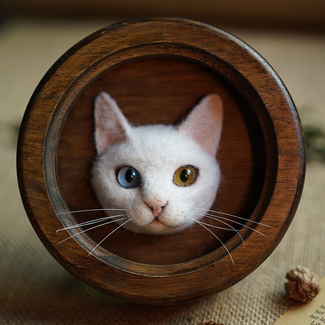 1 Wool Felt Cat Portrait,personalized Wool Pet Portrait,wool Cat,cat ...