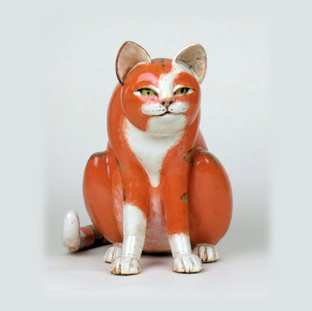 Grumpy Red Tomcat Handmade Ceramic Unique Large Sitting Cat joep - Etsy