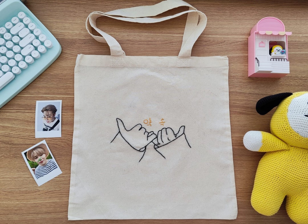BTS Tote Bag, Jimin Promise Tote Bag, Handmade Embroidery Bag, BTS ...