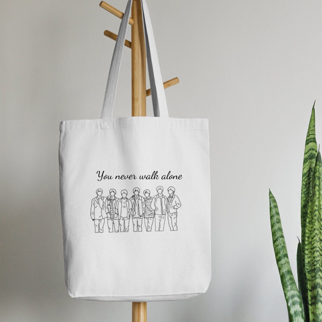BTS TOTE BAG, Bts Handmade Embroidery Tote Bag, You Never Walk Alone ...