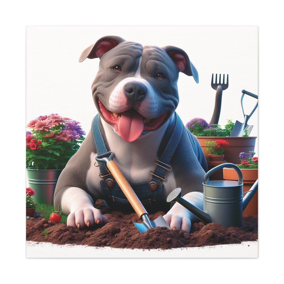 Garden Dog Wall Hanging Canvas & Poster Art, Home Decor for Any Room or ...