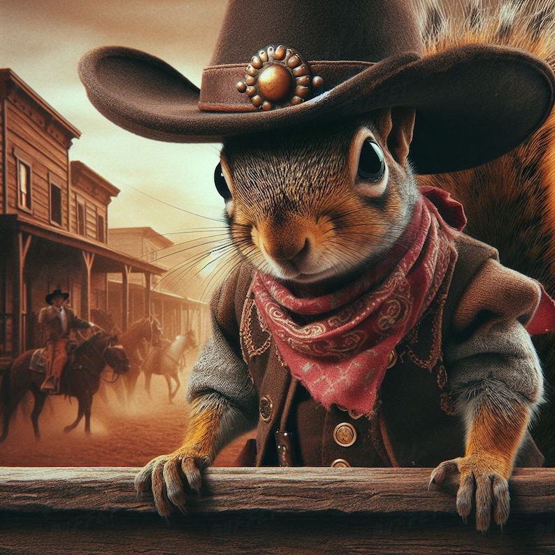 Cowboy Squirrel Wall Art, Canvas Hanging, Poster Print, Silly Movie ...