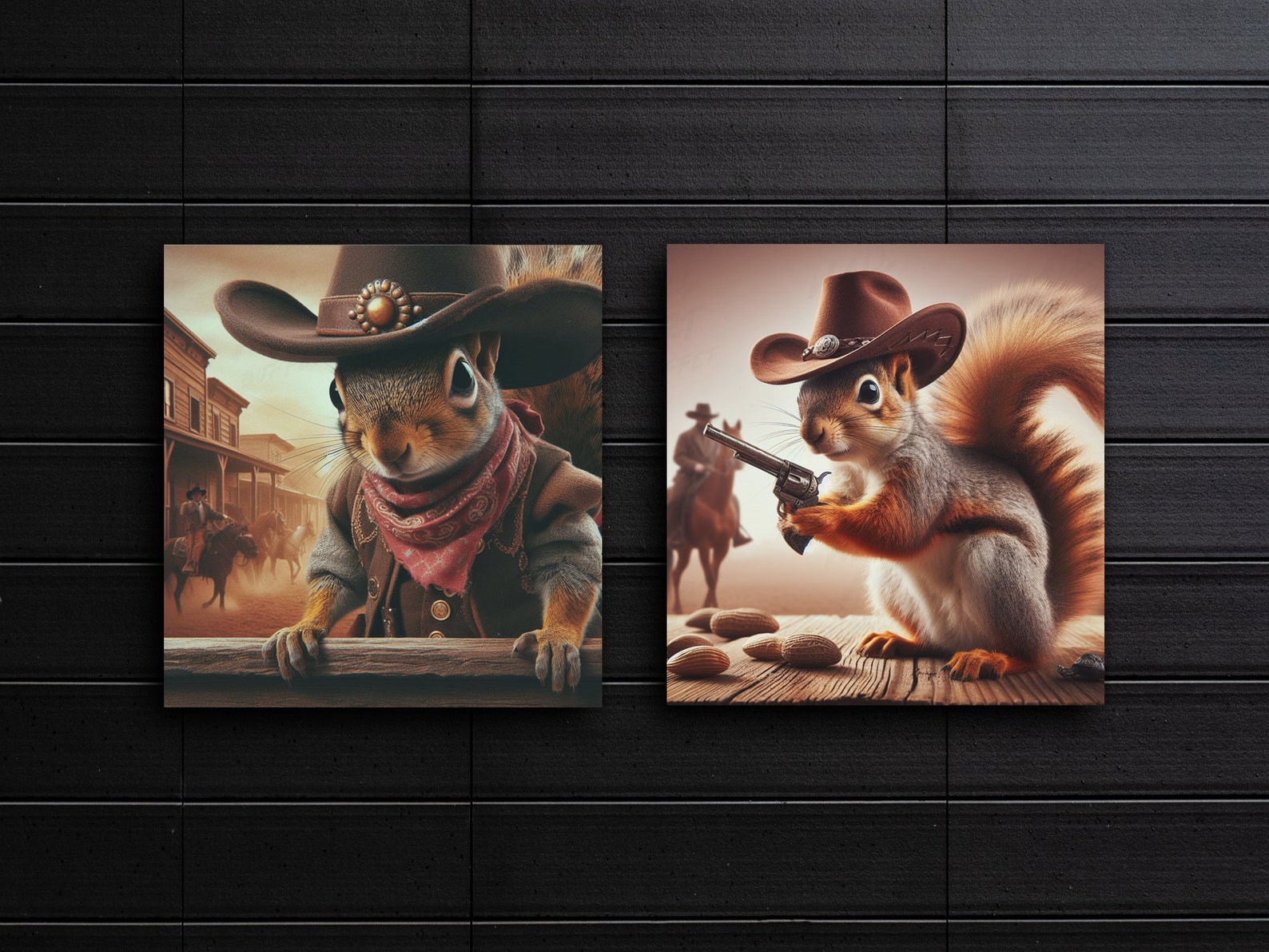 Cowboy Squirrel Wall Art, Canvas Hanging, Poster Print, Silly Movie ...
